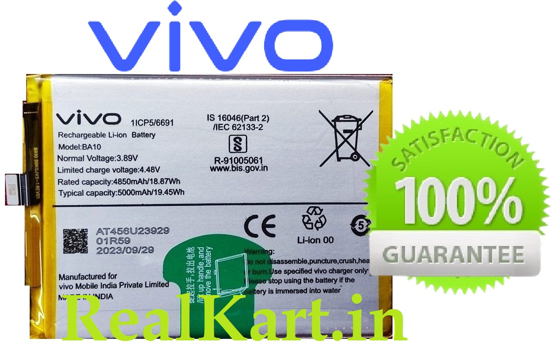 100% Original Brand New Vivo Y17s V2310 Mobile BA10 Battery 5000mAh 6 ...