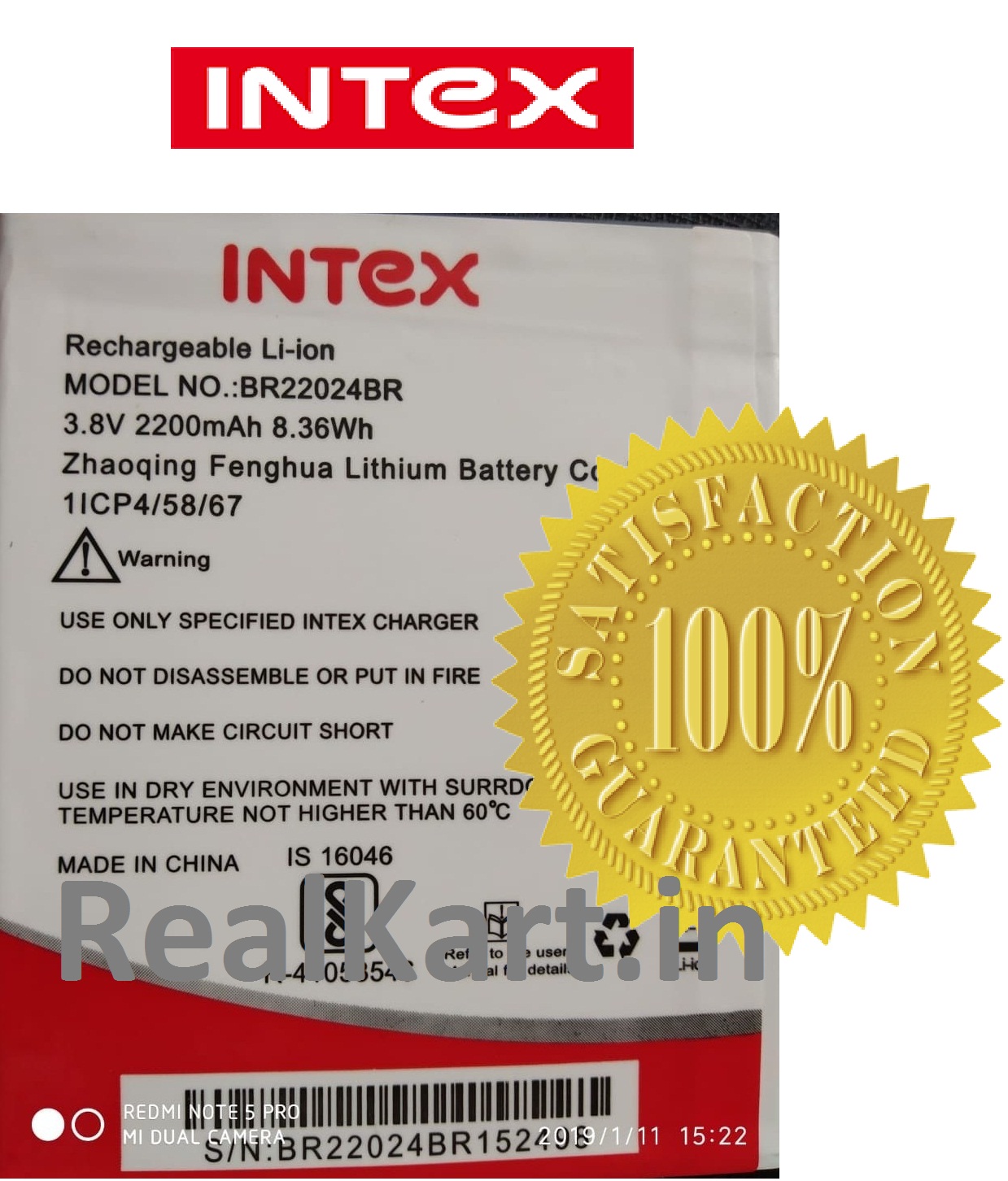 Original Intex Aqua Costa Battery BR22024BR 2200mAh - Realkart.in