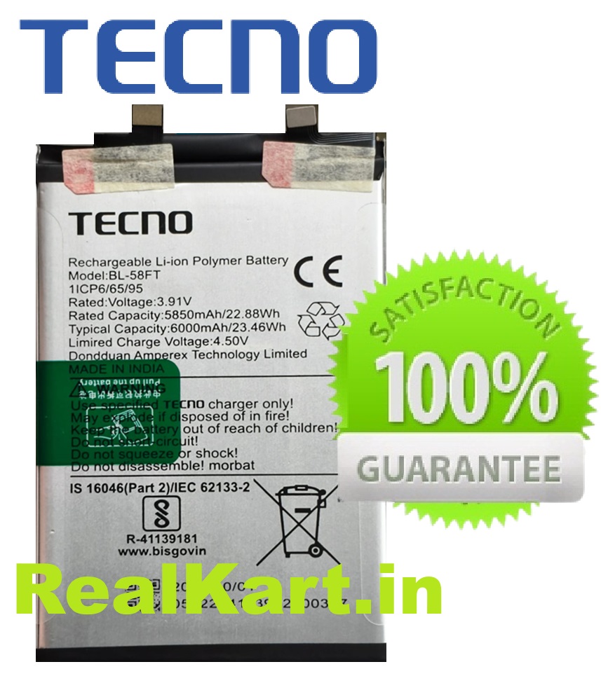 100% Original Brand New TECNO BL-58FT 6000mAh Battery For Tecno Pova 6 ...