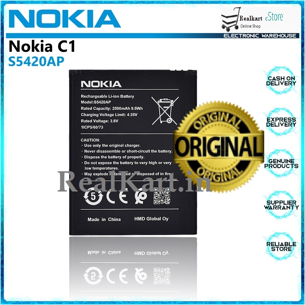 Original Nokia C1 (TA-1165) Battery S5420AP - 2500mAh - Realkart.in